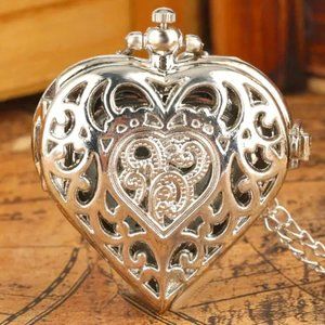 Accessories | Heartshaped Quartz Watch Locket In Silver | Poshmark